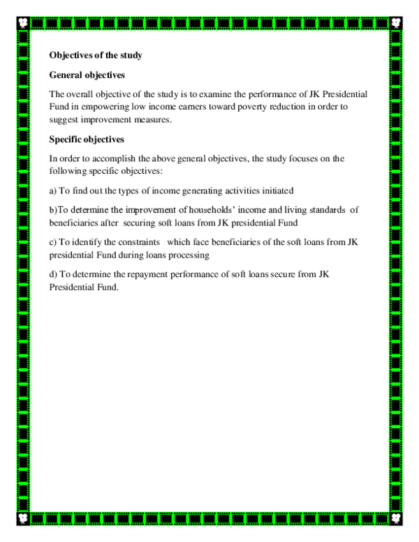 (DOC) Objectives of the study General objectives