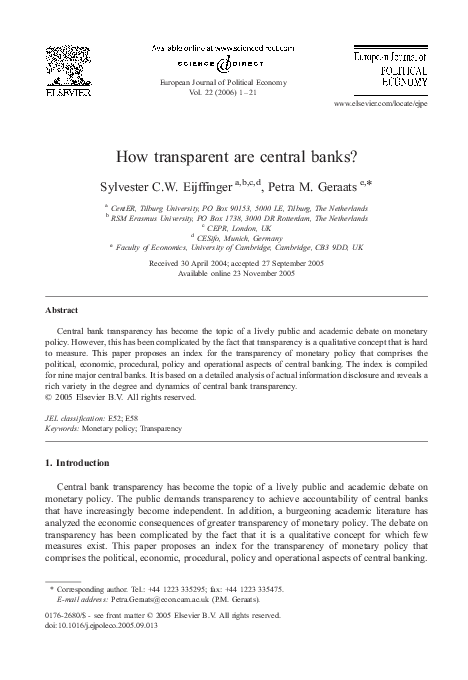 (PDF) How transparent are central banks