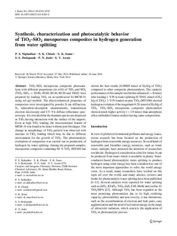 (PDF) Synthesis, characterization and photocatalytic behavior of TiO 2 ...