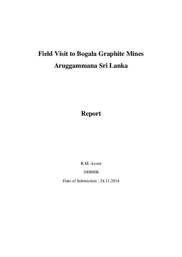 (PDF) Bogala Graphite Mines, Aruggammana Sri Lanka