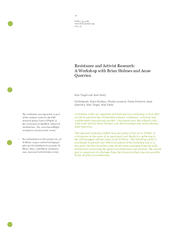 (PDF) Resistance and Activist Research: A Workshop with Brian Holmes ...
