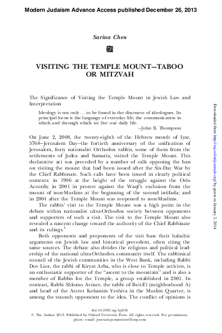 (PDF) Visiting the Temple Mount- Taboo or Mitzvah