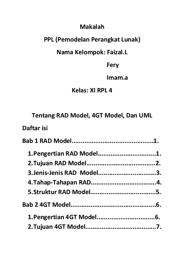 (DOC) Makalah PPL (Pemodelan Perangkat Lunak) Nama Kelompok: Faizal.L ...