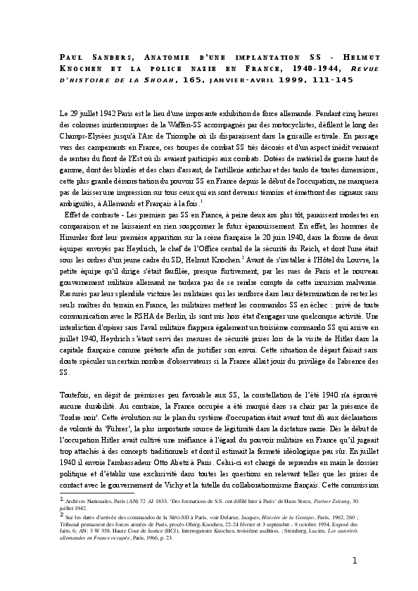 (DOC) Anatomie d'une implantation SS - Helmut Knochen et la police ...