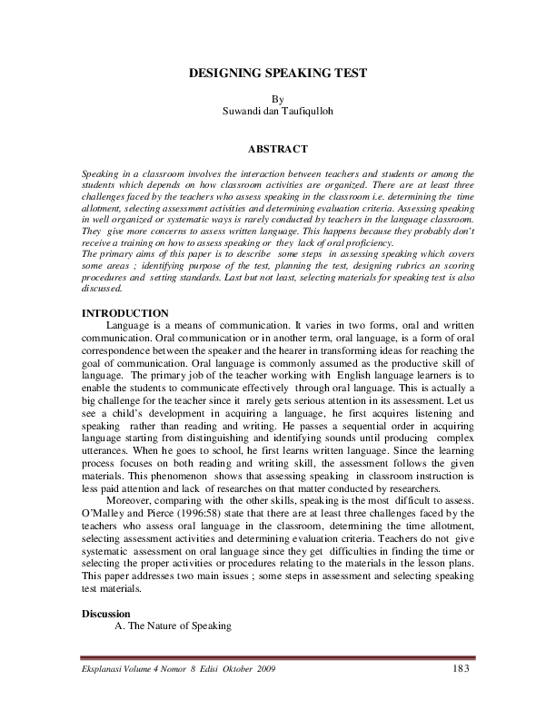 (PDF) speaking Rubric