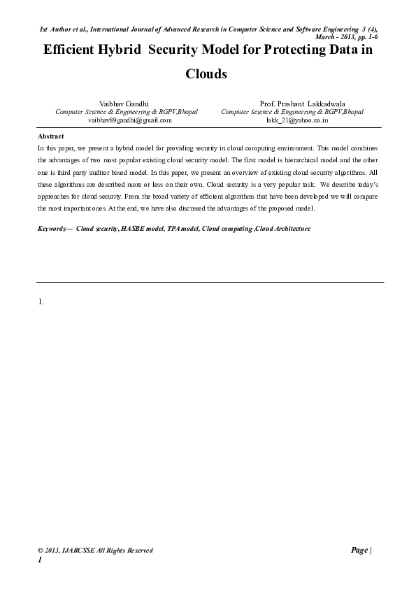 (DOC) Efficient Hybrid Security Model for Protecting Data in Cloud