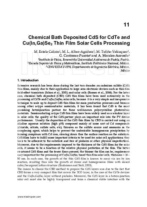 (PDF) Chemical Bath Deposited CdS for CdTe and Cu(In,Ga)Se 2 Thin Film ...