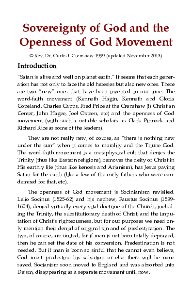 (PDF) Openness of God Movement, or Is Man God?