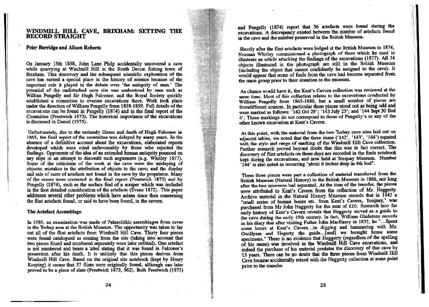 (PDF) Windmill Hill Cave, Brixham: Setting the record straight