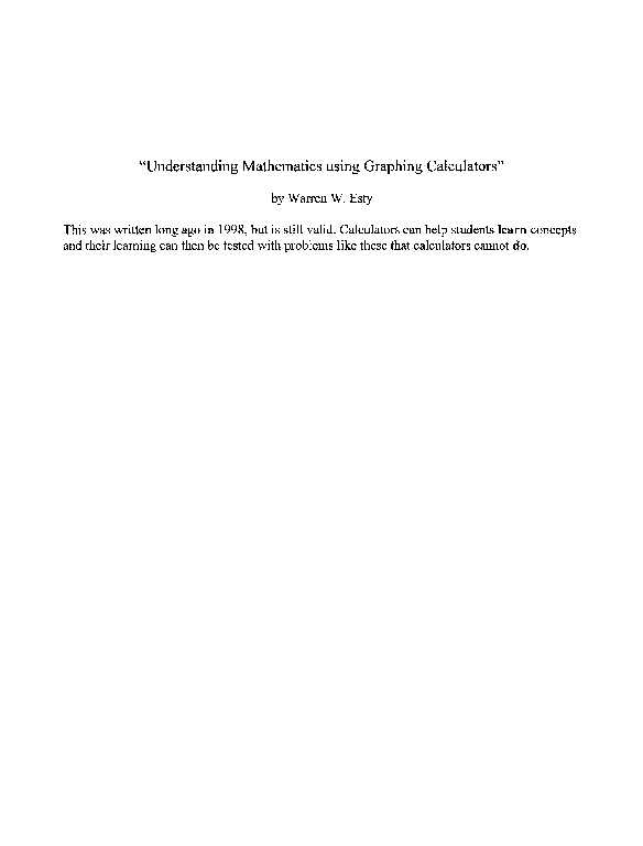 (PDF) Understanding Mathematics Using Graphing Calculators