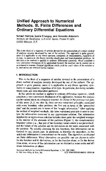 (PDF) Unified approach to numerical methods. III. Finite differences and ordinary differential ...