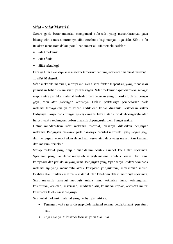 (DOC) Sifat – Sifat Material