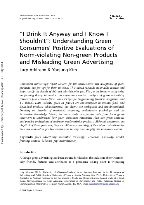 (PDF) Green-washing in the New Millennium | Nancy J Engelhardt, PhD ...