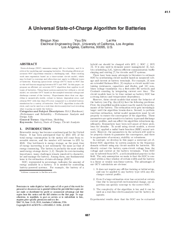 (PDF) A Universal State-of-Charge Algorithm for Batteries