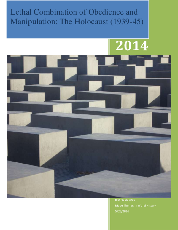 (PDF) Lethal Combination of Obedience and Manipulation: The Holocaust ...