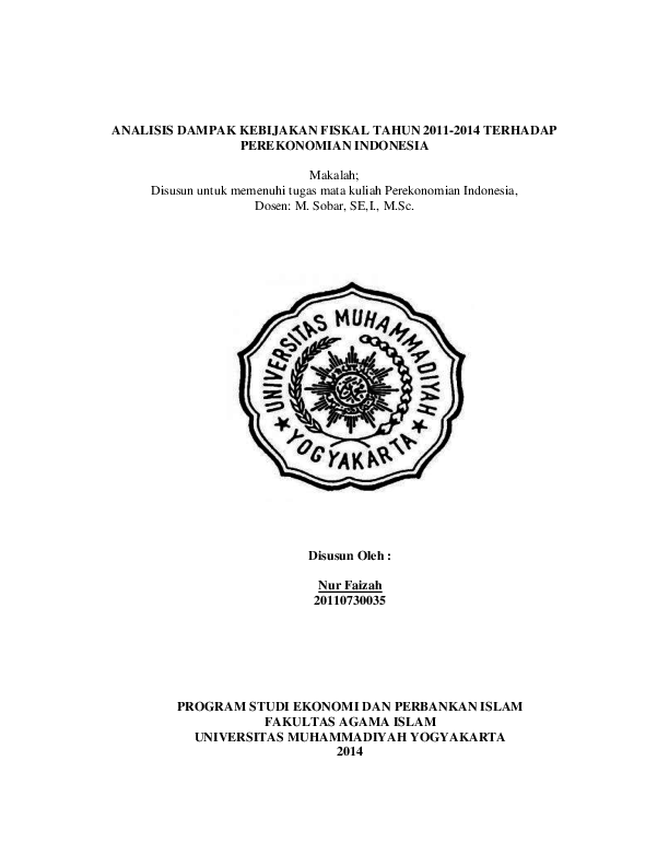 (DOC) ANALISIS DAMPAK KEBIJAKAN FISKAL TAHUN 2011-2014 TERHADAP ...