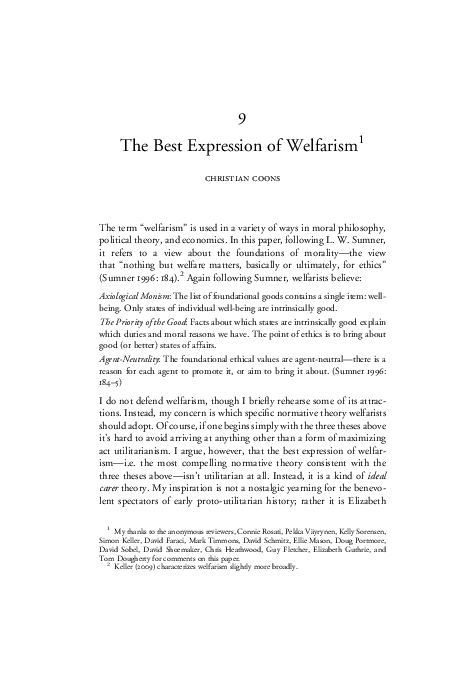 (PDF) The Best Expression of Welfarism