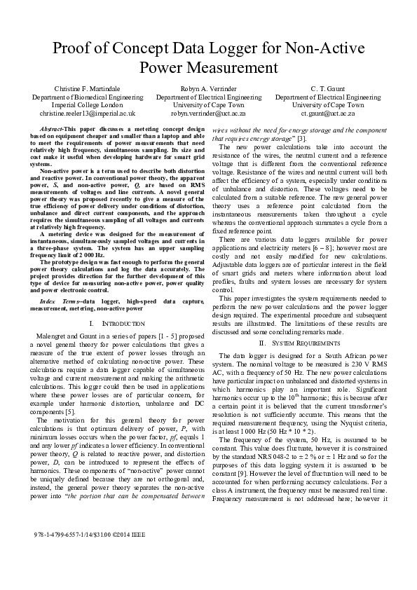 (PDF) Proof of concept data logger for non-active power measurement