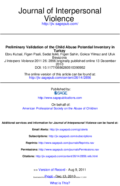 (PDF) Preliminary validation of the child abuse potential inventory in ...
