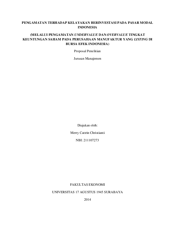 (DOC) PENGAMATAN TERHADAP KELAYAKAN BERINVESTASI PADA PASAR MODAL ...