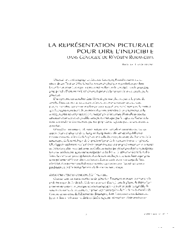 (PDF) La représentation picturale pour dire l'indicible dans Génocidé ...
