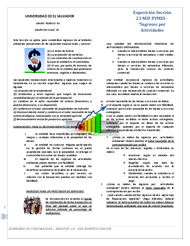(DOC) Exposición Sección 23 NIIF PYMES – "Ingresos por Actividades ...