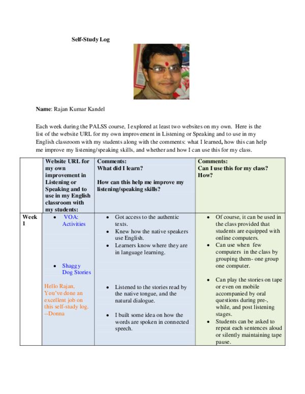 (DOC) Self-Study Log
