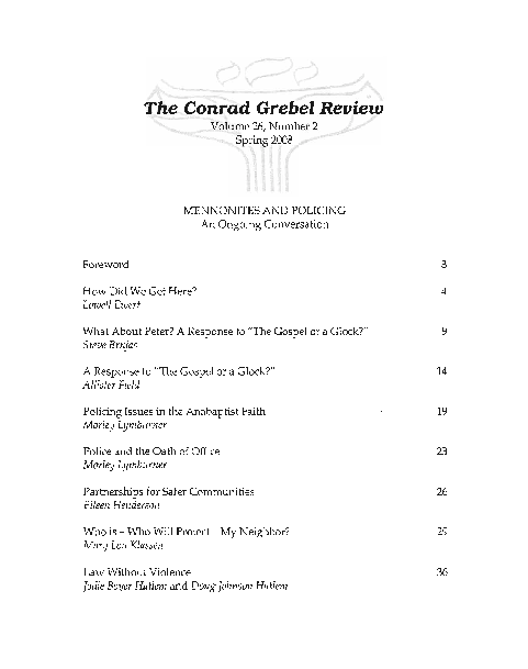 (PDF) "Community, Policing and Violence." Conrad Grebel Review 26, no ...