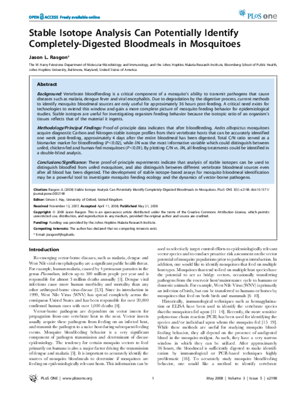 (PDF) Stable Isotope Analysis Can Potentially Identify Completely ...