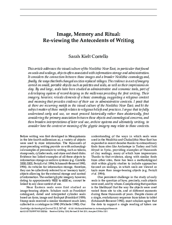 (PDF) (2011) Image, Memory and Ritual: Re-viewing the Antecedents of ...