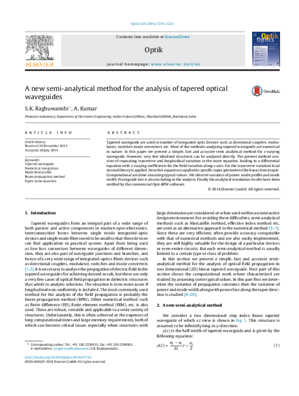 (PDF) A new semi-analytical method for the analysis of tapered optical waveguides