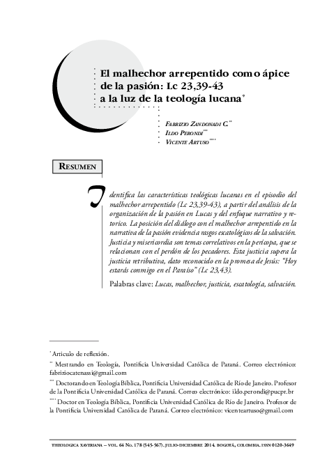 (PDF) El malhechor arrepentido como ápice de la pasión: Lc 23,39-43 a ...