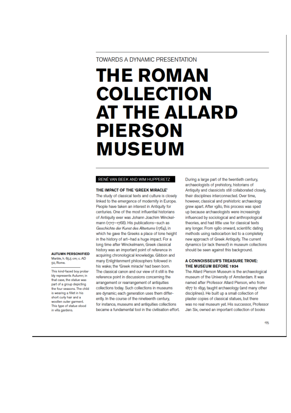 Towards a dynamic presentation - The Roman collection of the Allard ...