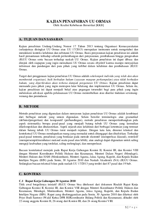 (PDF) kajian penafsiran uu ormas 17 2013
