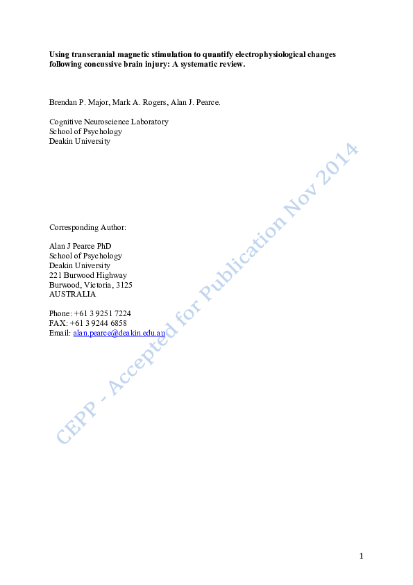 (PDF) Using transcranial magnetic stimulation to quantify electrophysiological changes following ...