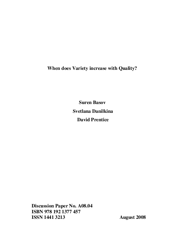 (PDF) When does Variety increase with Quality