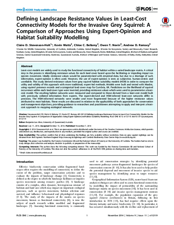 (PDF) Defining Landscape Resistance Values in Least-Cost Connectivity ...