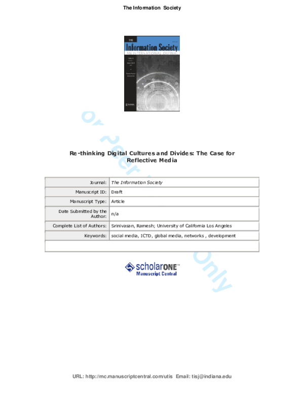 (PDF) Re-thinking Digital Cultures and Divides (The Case of Reflective ...