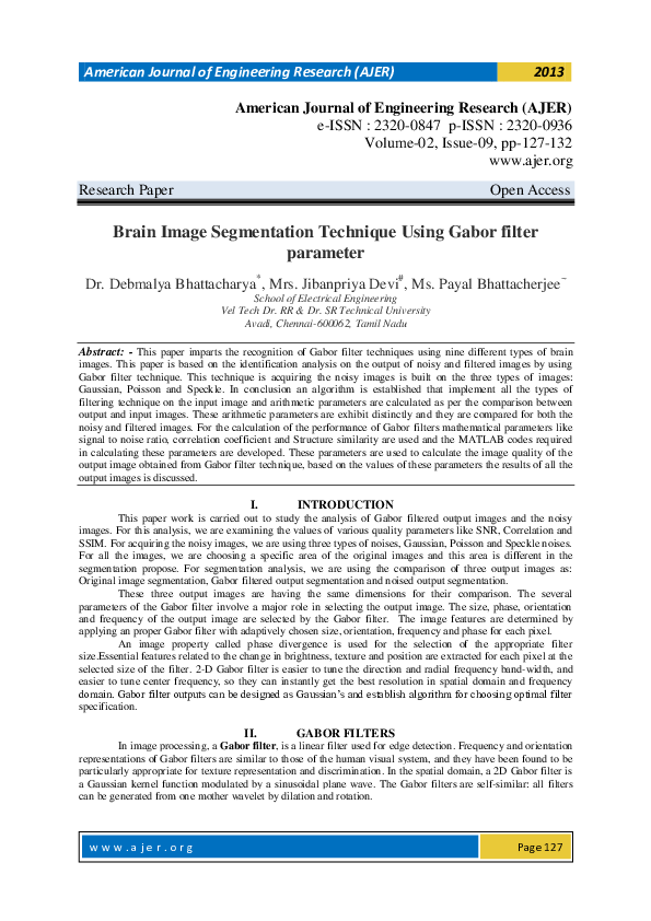 Pdf Brain Image Segmentation Technique Using Gabor Filter Parameter