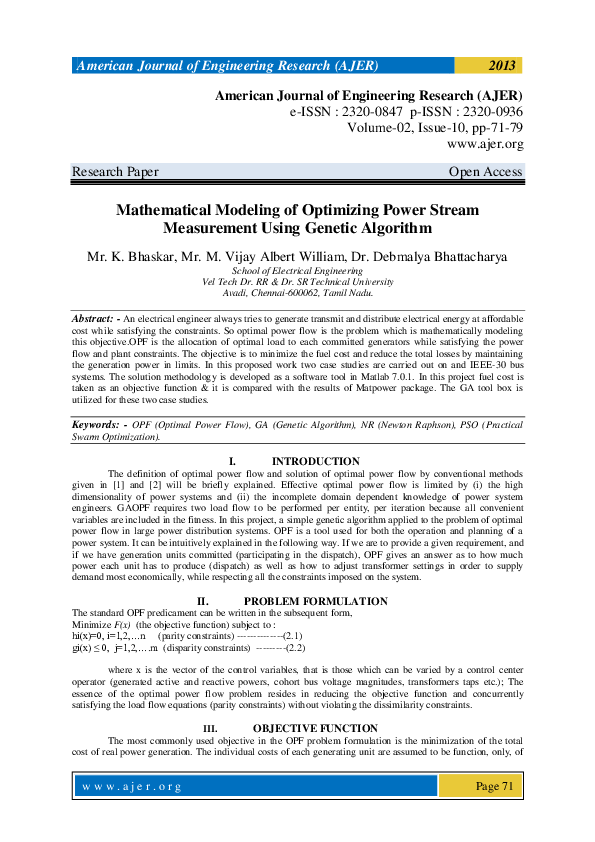 Pdf Mathematical Modeling Of Optimizing Power Stream Measurement