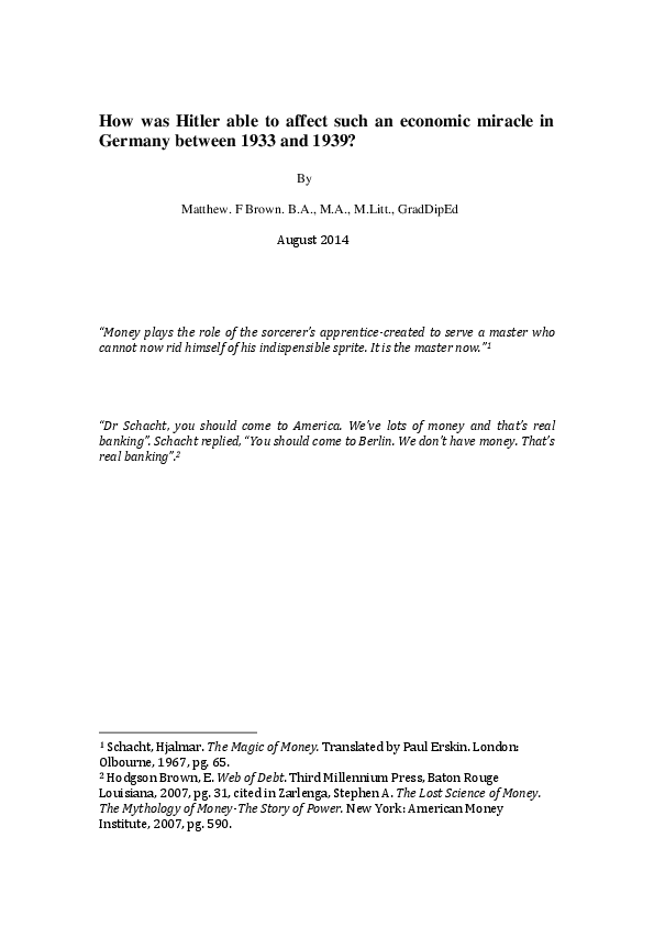 (DOC) How was Hitler able to affect such an economic miracle in Germany ...