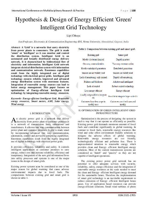 (PDF) Hypothesis & Design of Energy Efficient 'Green' Intelligent Grid ...