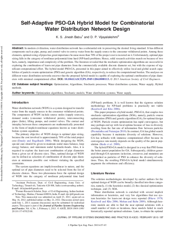 (PDF) Self-Adaptive PSO-GA Hybrid Model for Combinatorial Water ...