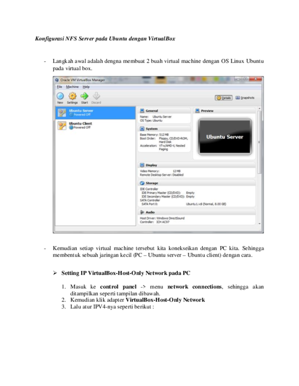 Doc Konfigurasi Nfs Server Pada Ubuntu Dengan Virtualbox