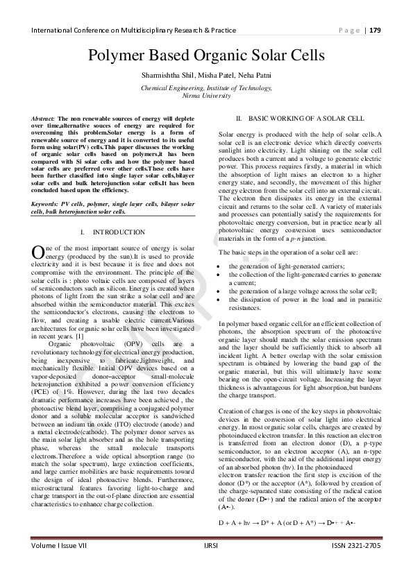 (PDF) Polymer Based Organic Solar Cells
