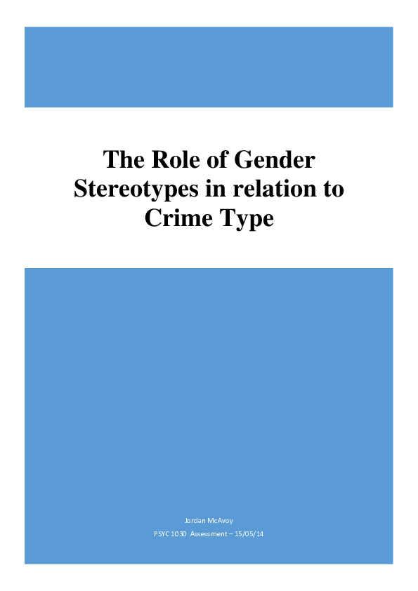 (DOC) The Role of Gender Stereotypes in relation to Crime Type