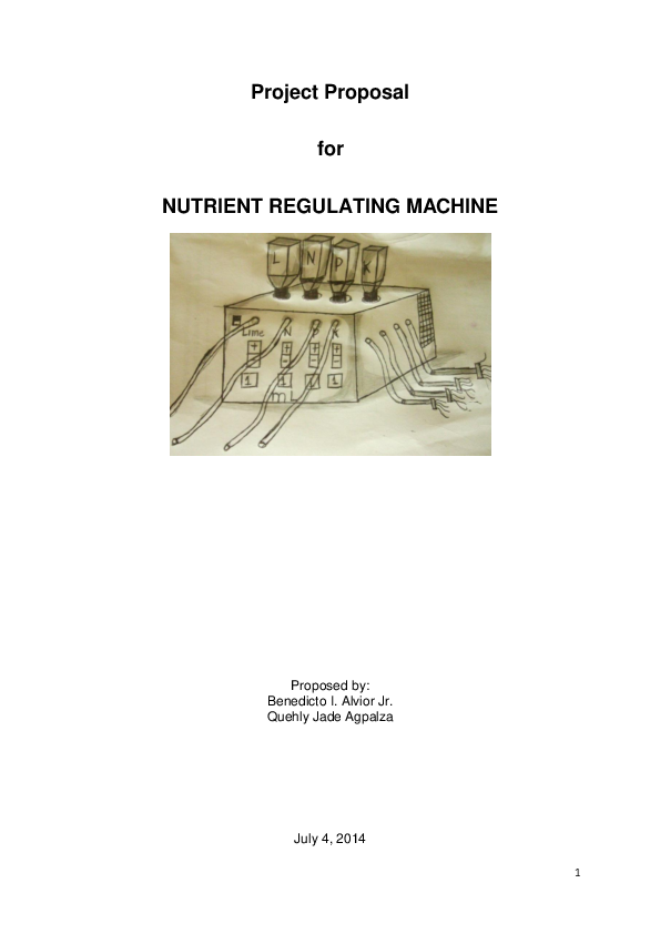 (DOC) Project Proposal for NUTRIENT REGULATING MACHINE