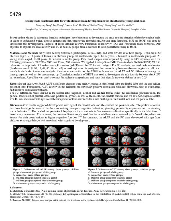 Pdf Resting State Functional Mri For Evaluation Of Brain Development