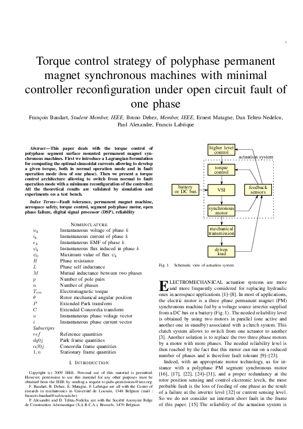 Pdf Torque Control Strategy Of Polyphase Permanent Magnet Synchronous Machines With Minimal