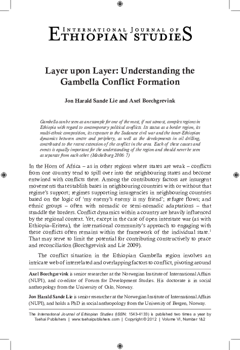 (PDF) Layer upon Layer: Understanding the Gambella Conflict Formation